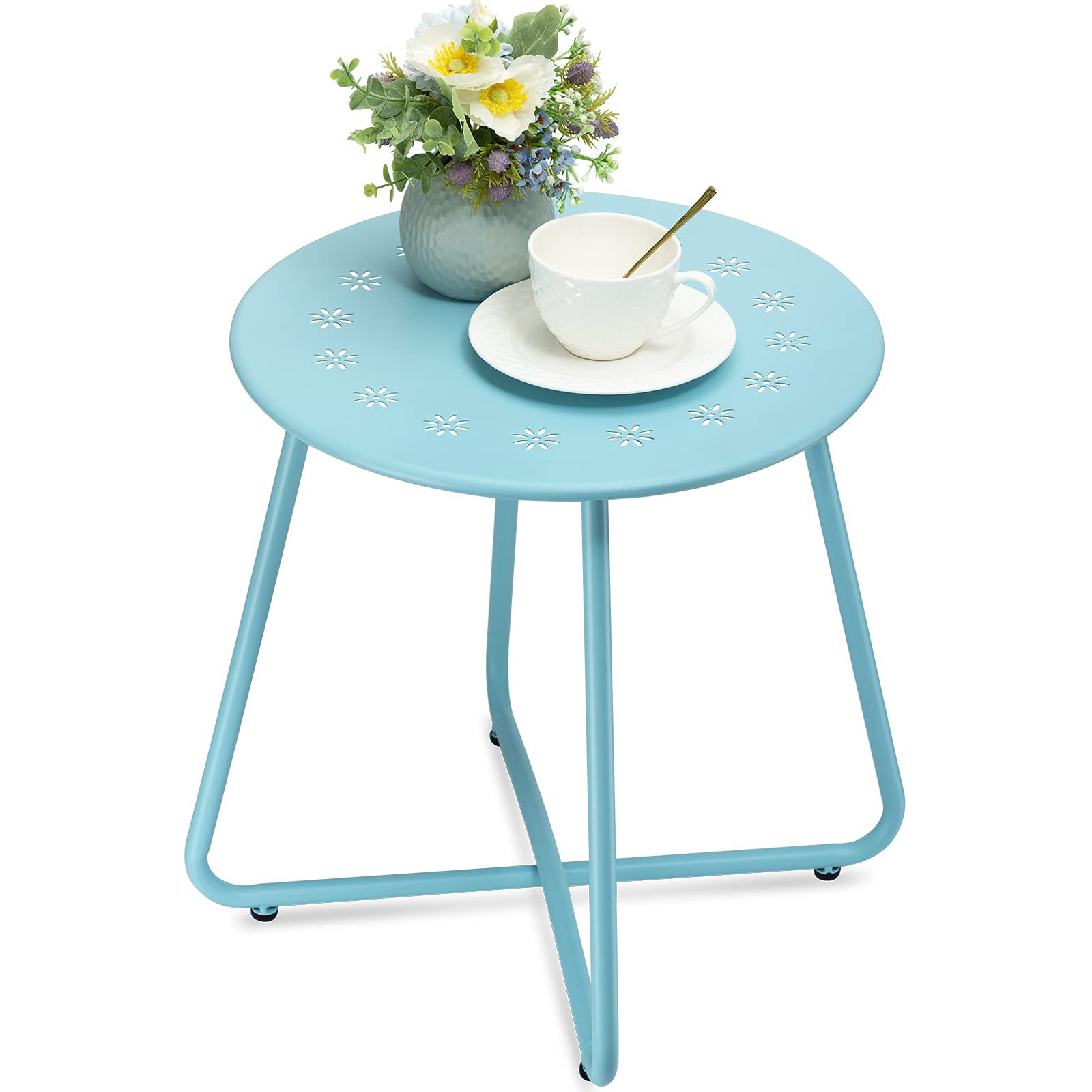 Latitude Run® Outdoor Side Tables With Flower Cut Outs, Weather ...