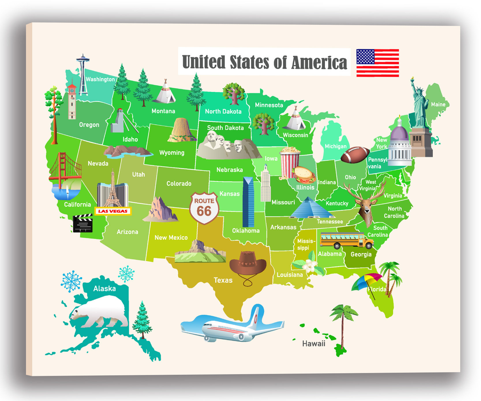 Williston Forge United States of America Illustrated Map - Wrapped ...