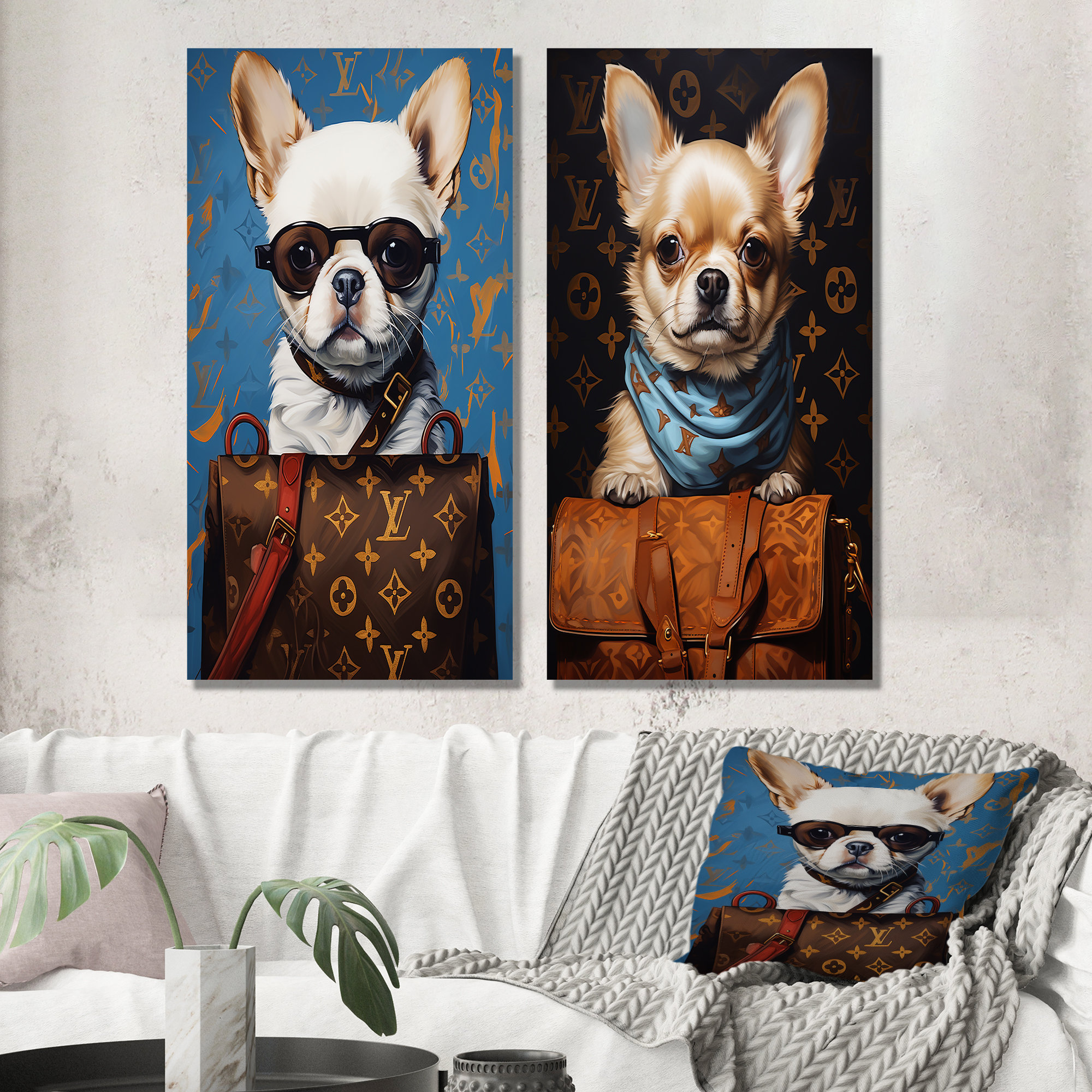 Trinx Boston Terrier Glam With Fashion Bag I - Dog Glam Wall Art Prints ...