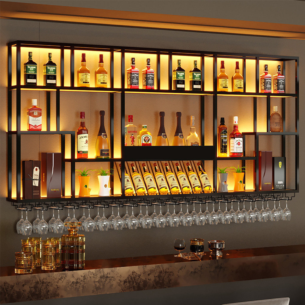 L Wall-hanging Wine Rhythm Wall Mounted Wine Rack Metal Frame ...