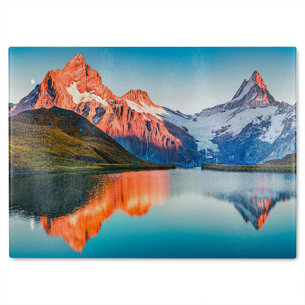 Andrew Lee Fantastic evening panorama of Bachalp lake Designer Glass ...