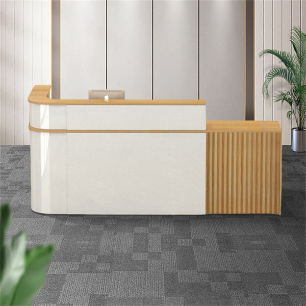 Hokku Designs Francessca L-Shape Laminate Reception Desk with Filing ...