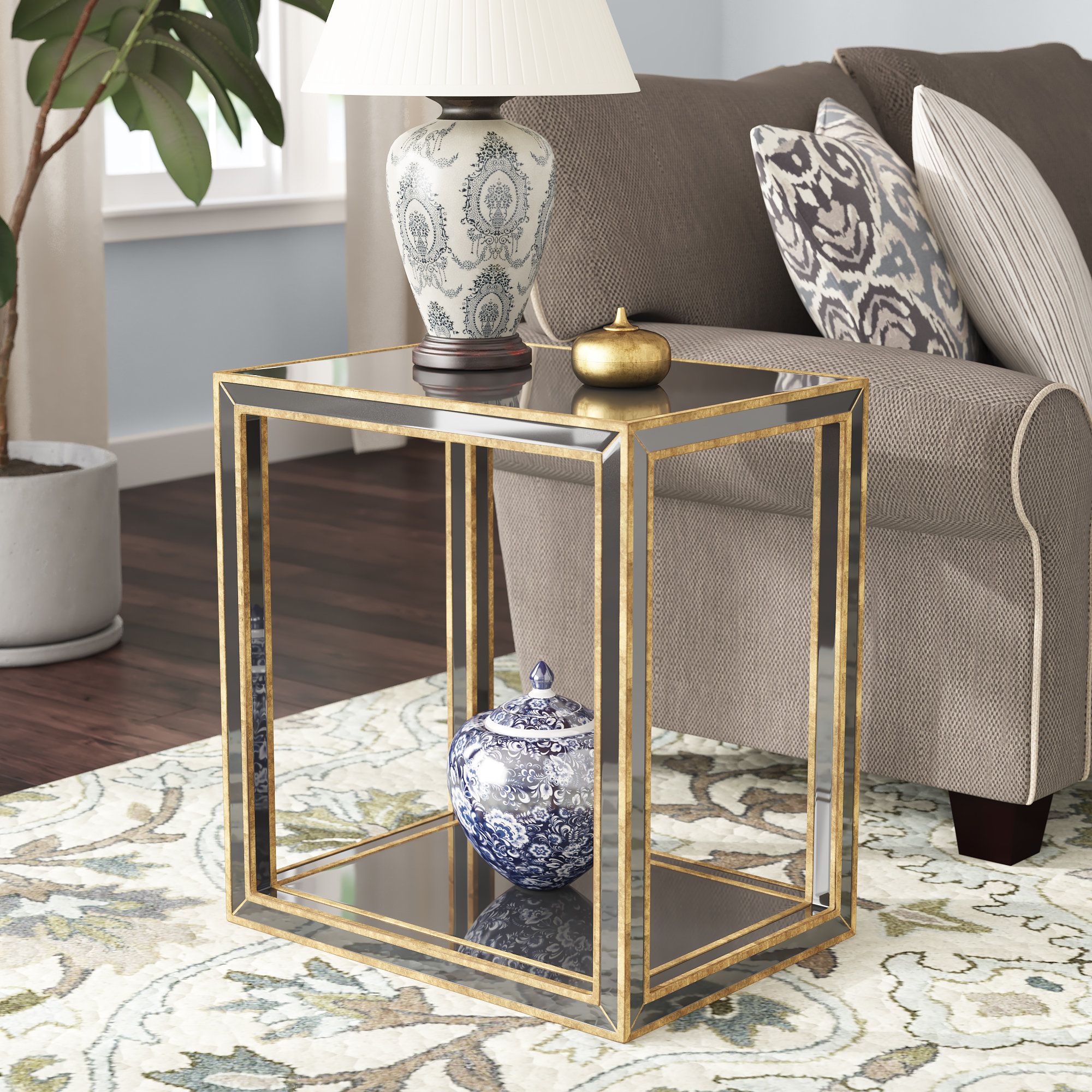 Everly Quinn Robinson Mirrored End Table & Reviews | Wayfair