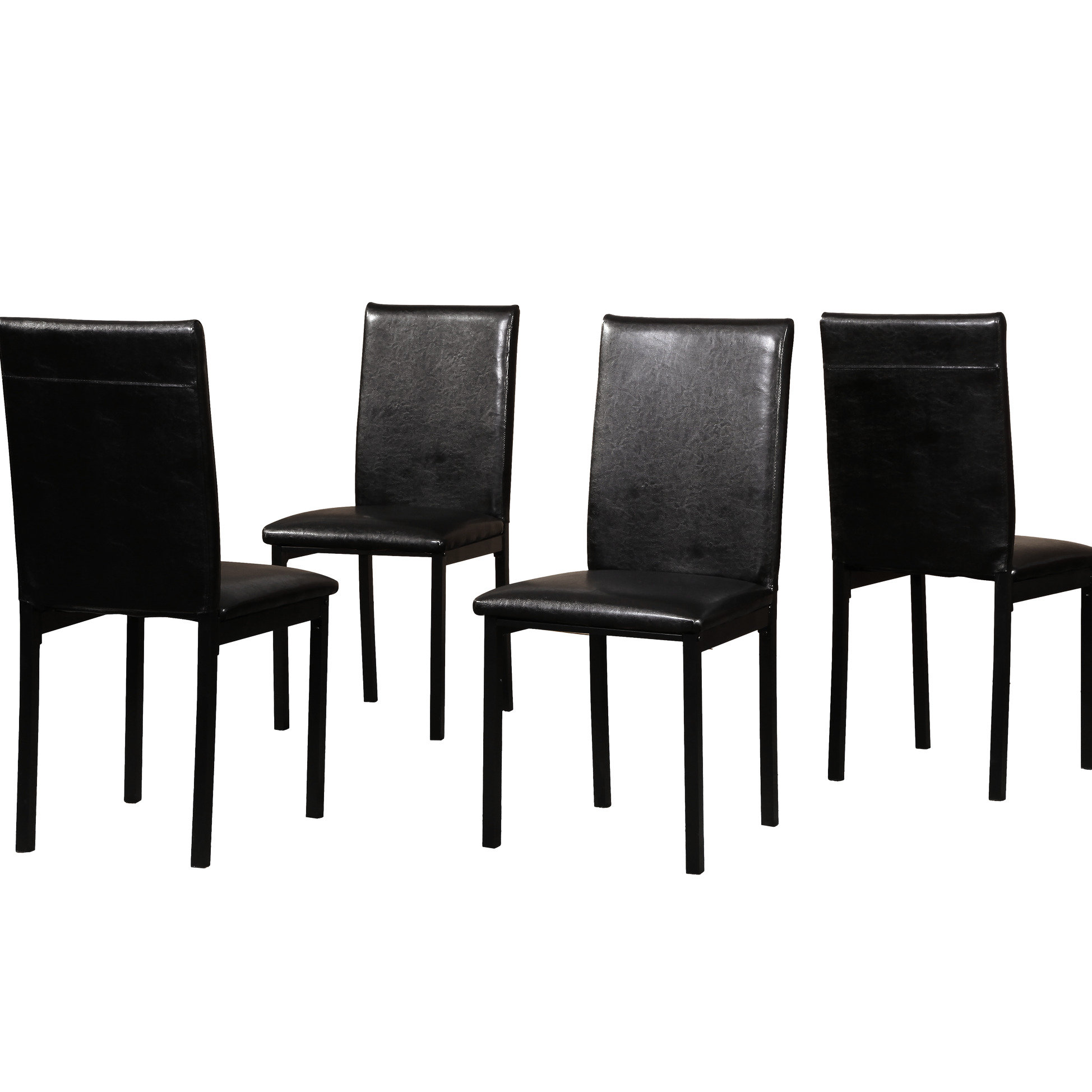 Latitude Run® Of 4 Metal Frame Dining Chairs With Faux Leather Seats ...