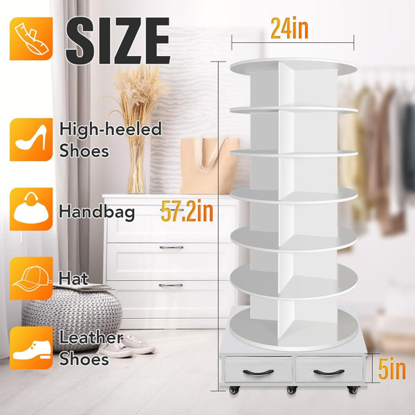 Hokku Designs 7 Tier Spinning Shoe Rack Display Lazy Susan Contains 2 ...