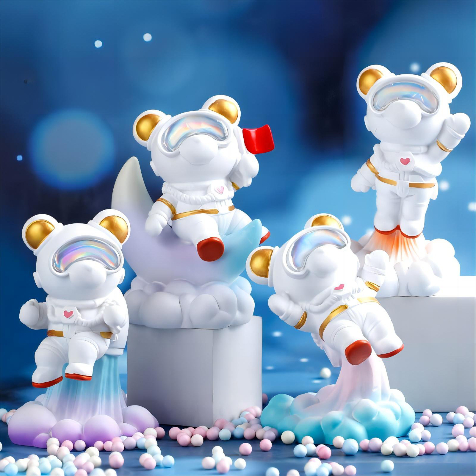 Trinx Space Astronaut Statue Figure, Set Of 4 Outer Space Milky Way ...