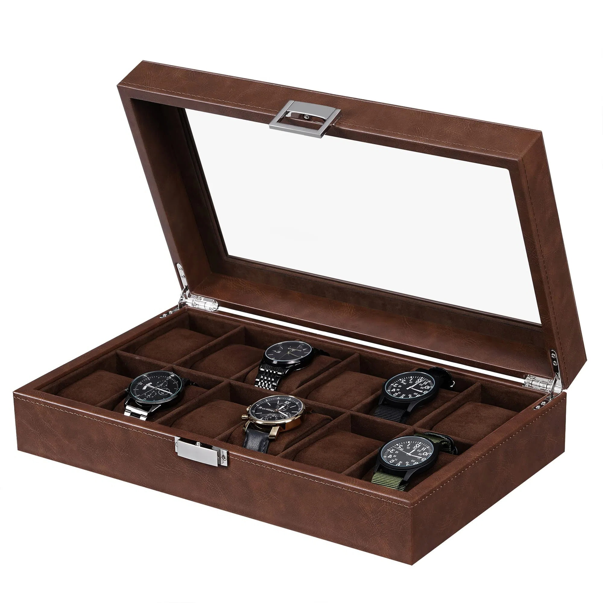 Latitude Run® 12-Watch Box Organizer for Men: Luxury Watch Display Case ...