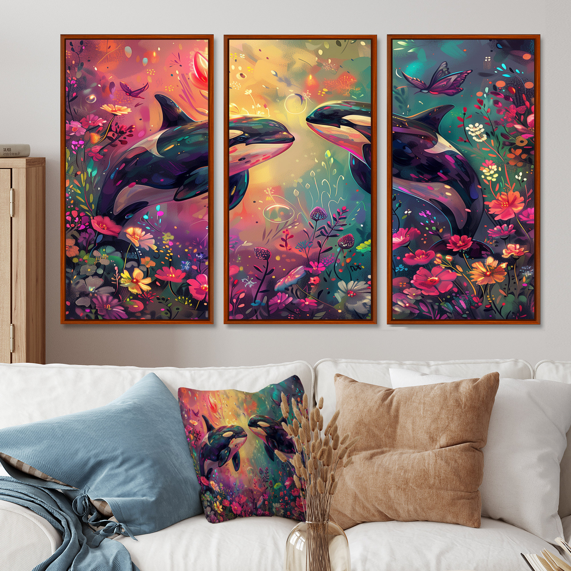 Design Art Black Orca Swimming Paradise Dream II - Whale Animal Wall ...