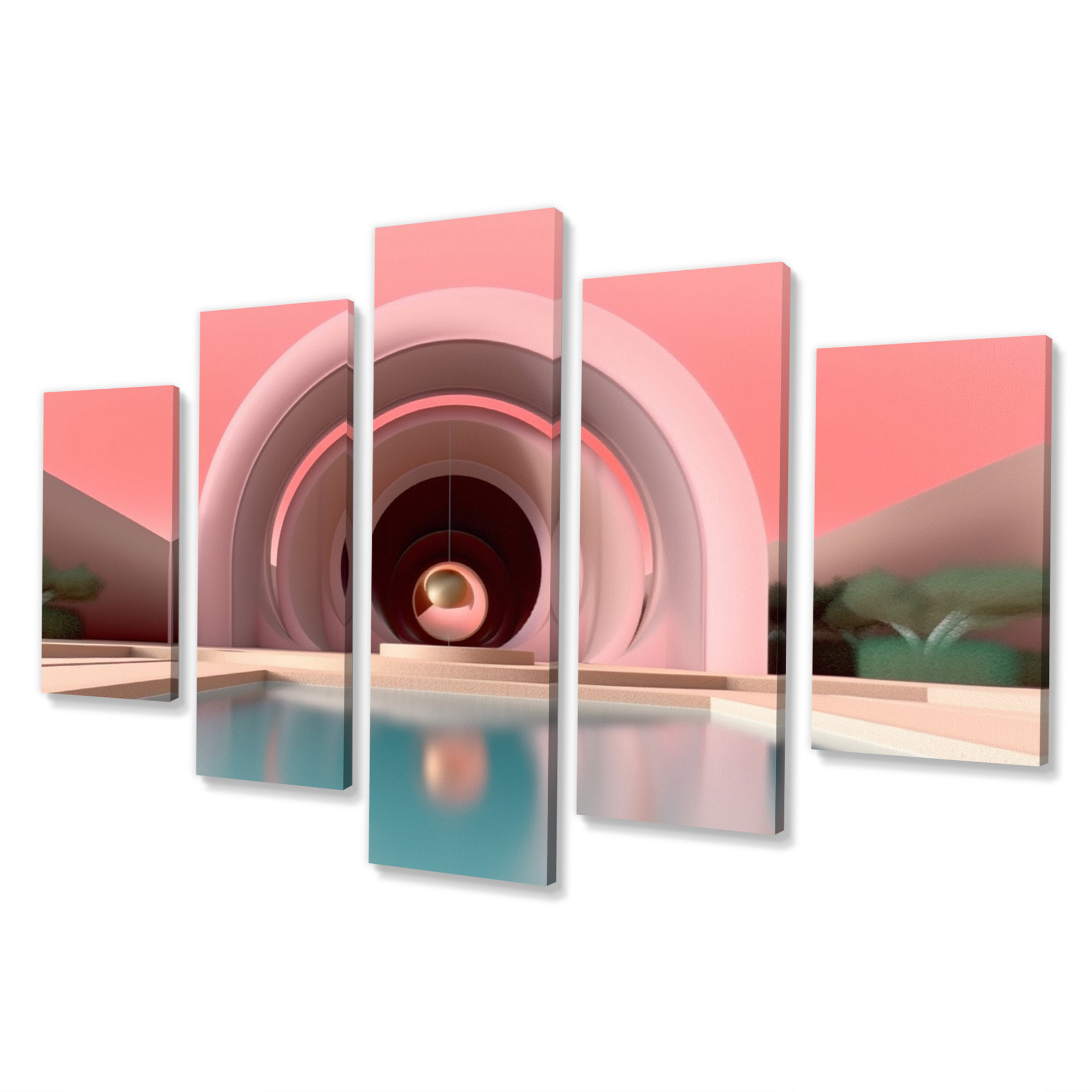 Latitude Run® Futuristic Minimal Pink Architecture V - Futuristic Architecture Canvas Print - 5 ...