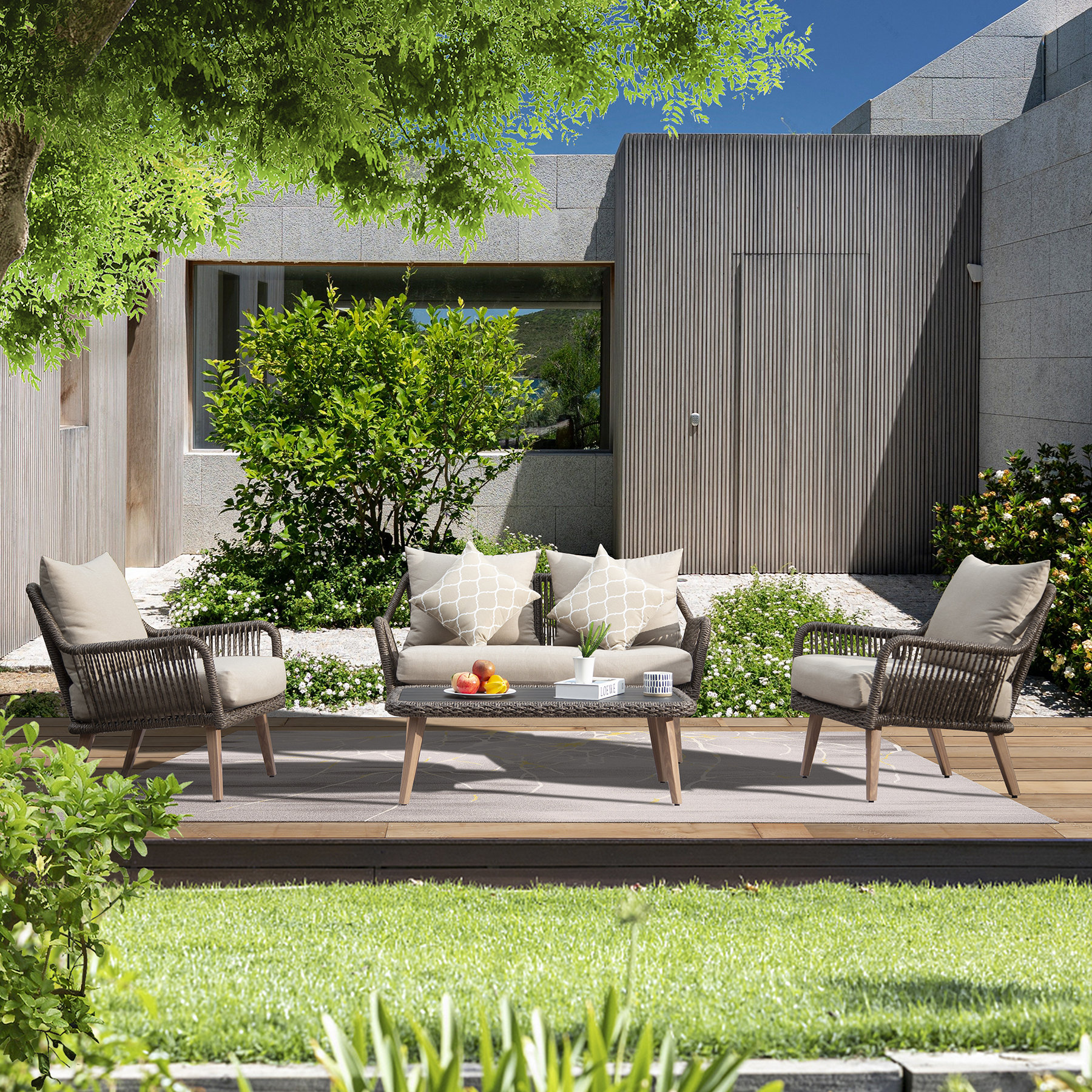 Bay Isle Home™ Sipsey 4 Piece Sofa Seating Group with Cushions | Wayfair