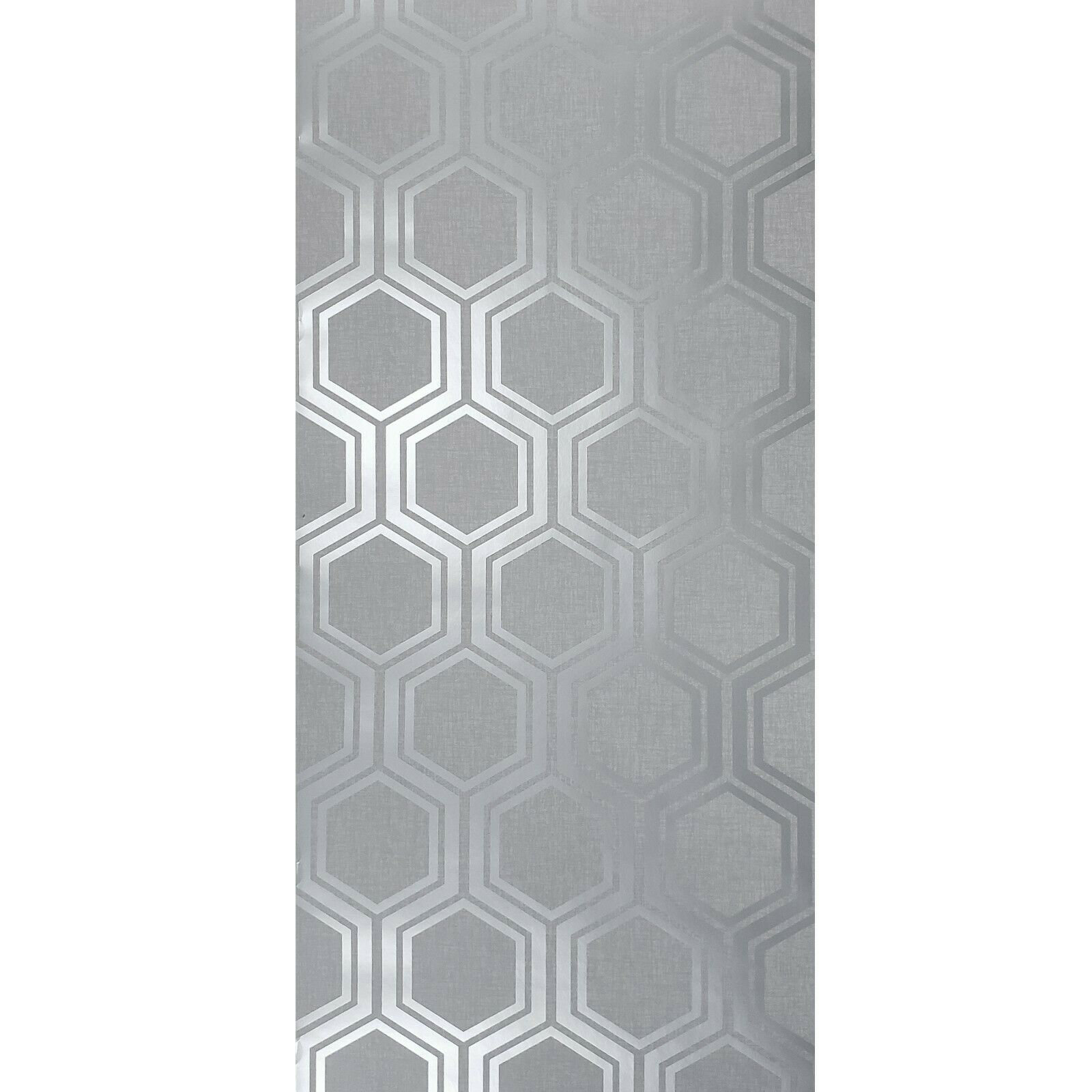 Everly Quinn Geometric Hexagon Wallpaper Roll Ash Gray Silver Metallic ...