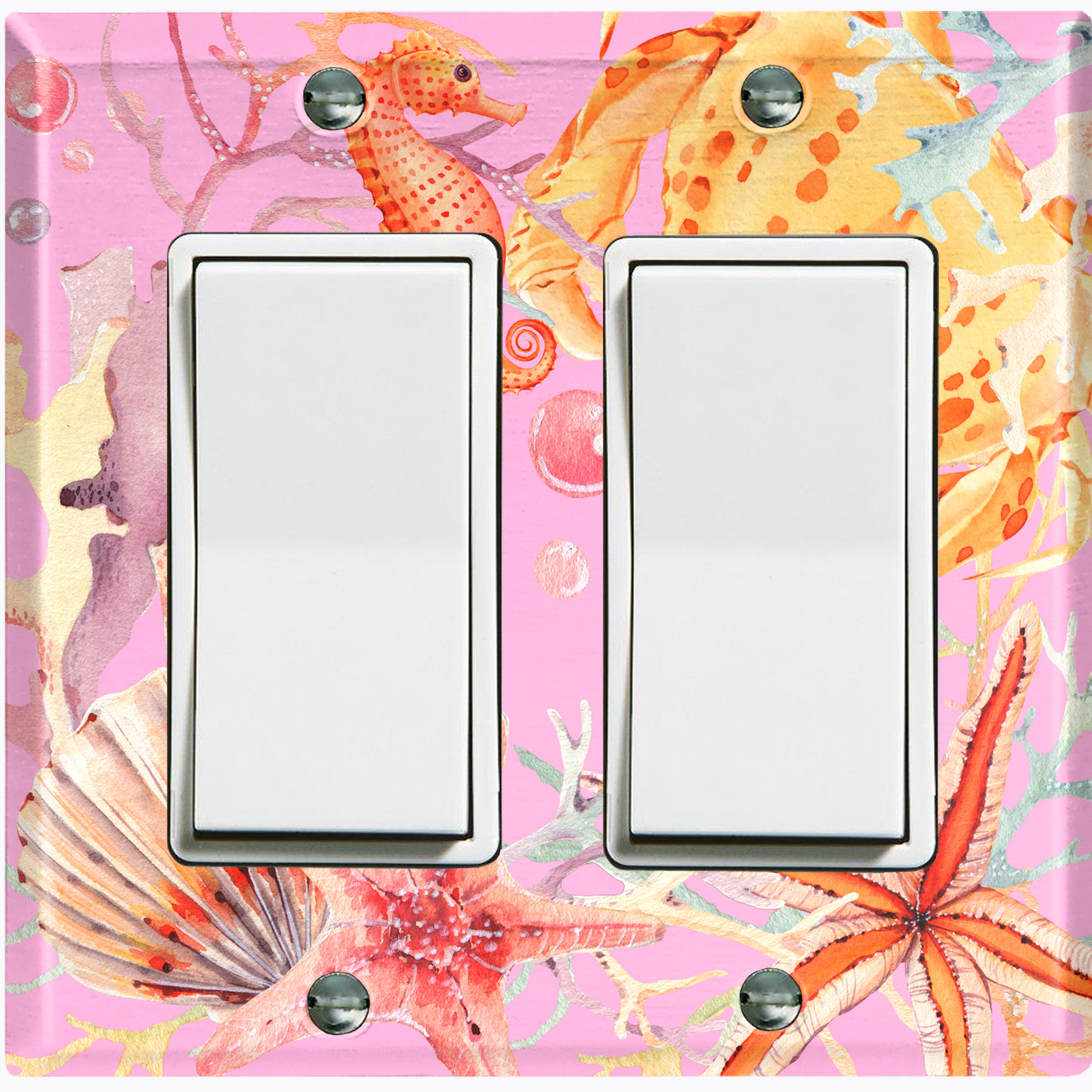 WorldAcc Sea Horse Crab Star Fish 2-Gang Rocker Wall Plate | Wayfair