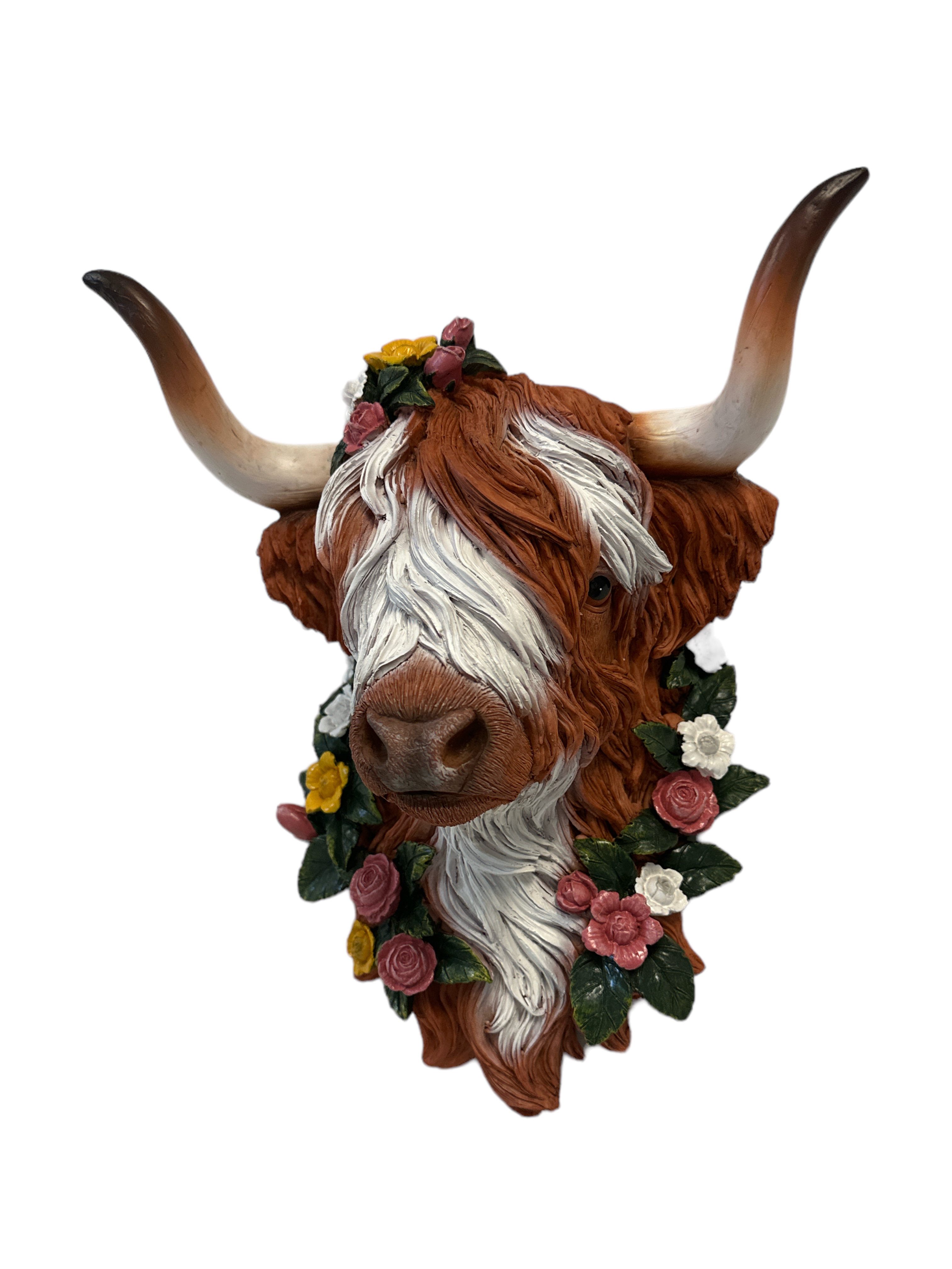 Loon Peak® Polyresin Brown & White Highland Cow Head Bust Ristic ...