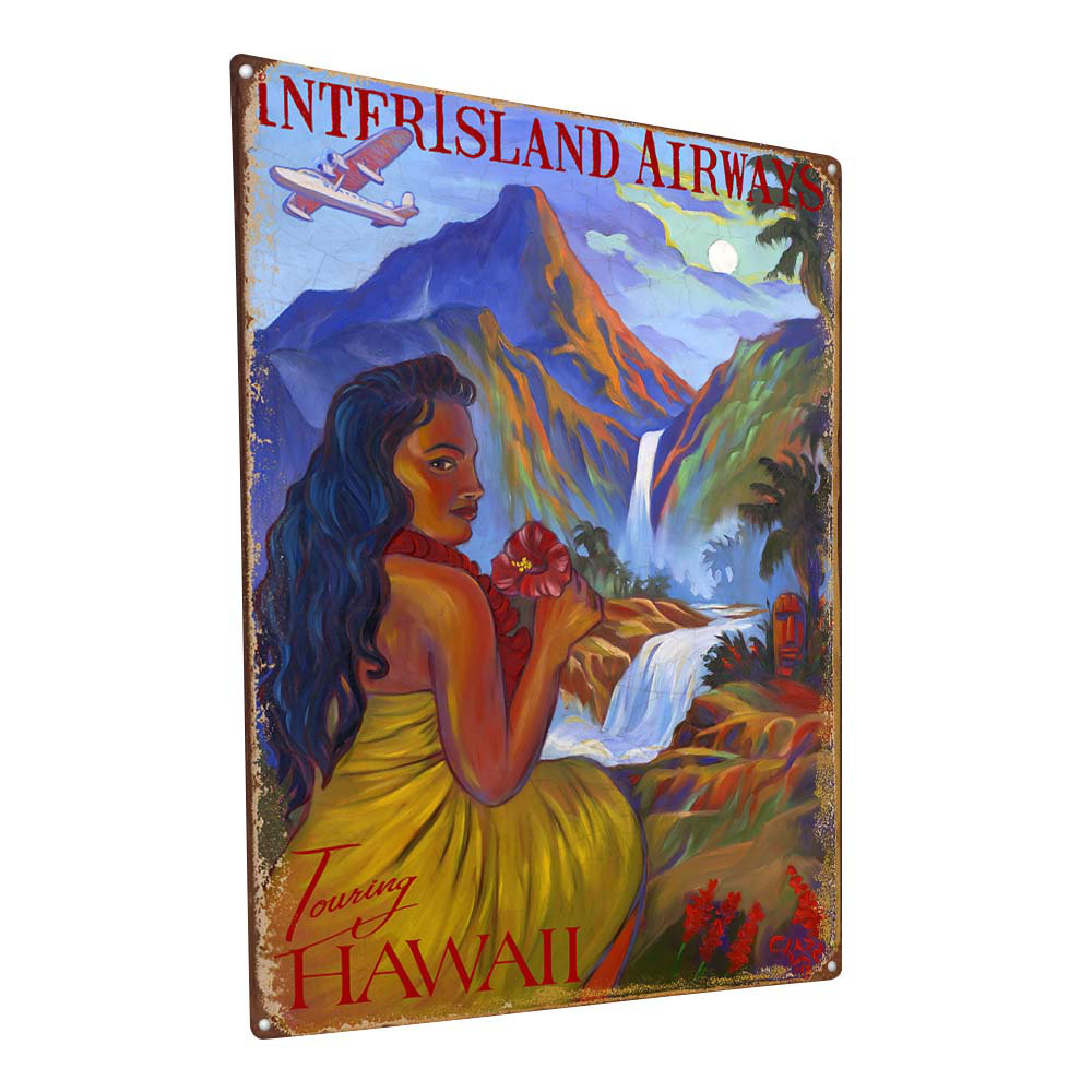 Trinx Vintage Touring Hawaii Wahine Metal Sign On Metal Print | Wayfair