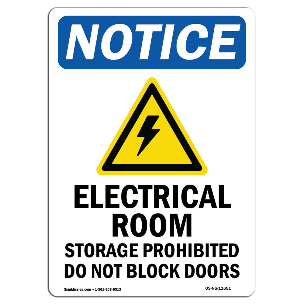 SignMission Notice - Electrical Room Storage with Symbol Heavy Duty ...