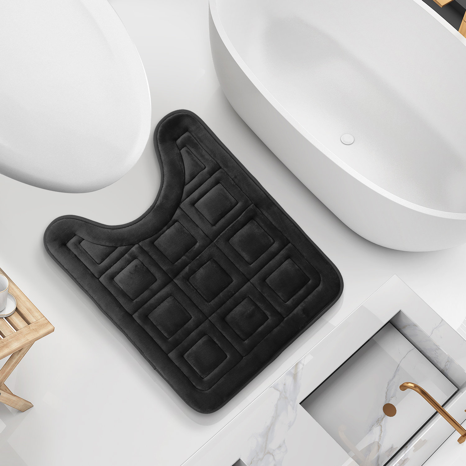 Clara Clark Ultra Soft Absorbent Memory Foam Waffled Contour Mat | Wayfair