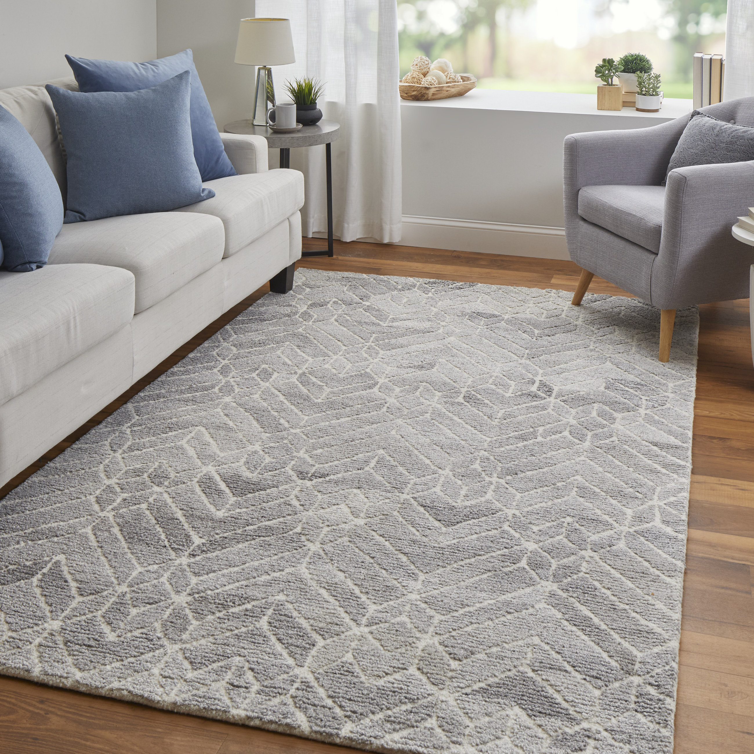 Steelside™ Amirah Wool Gray Area Rug & Reviews | Wayfair