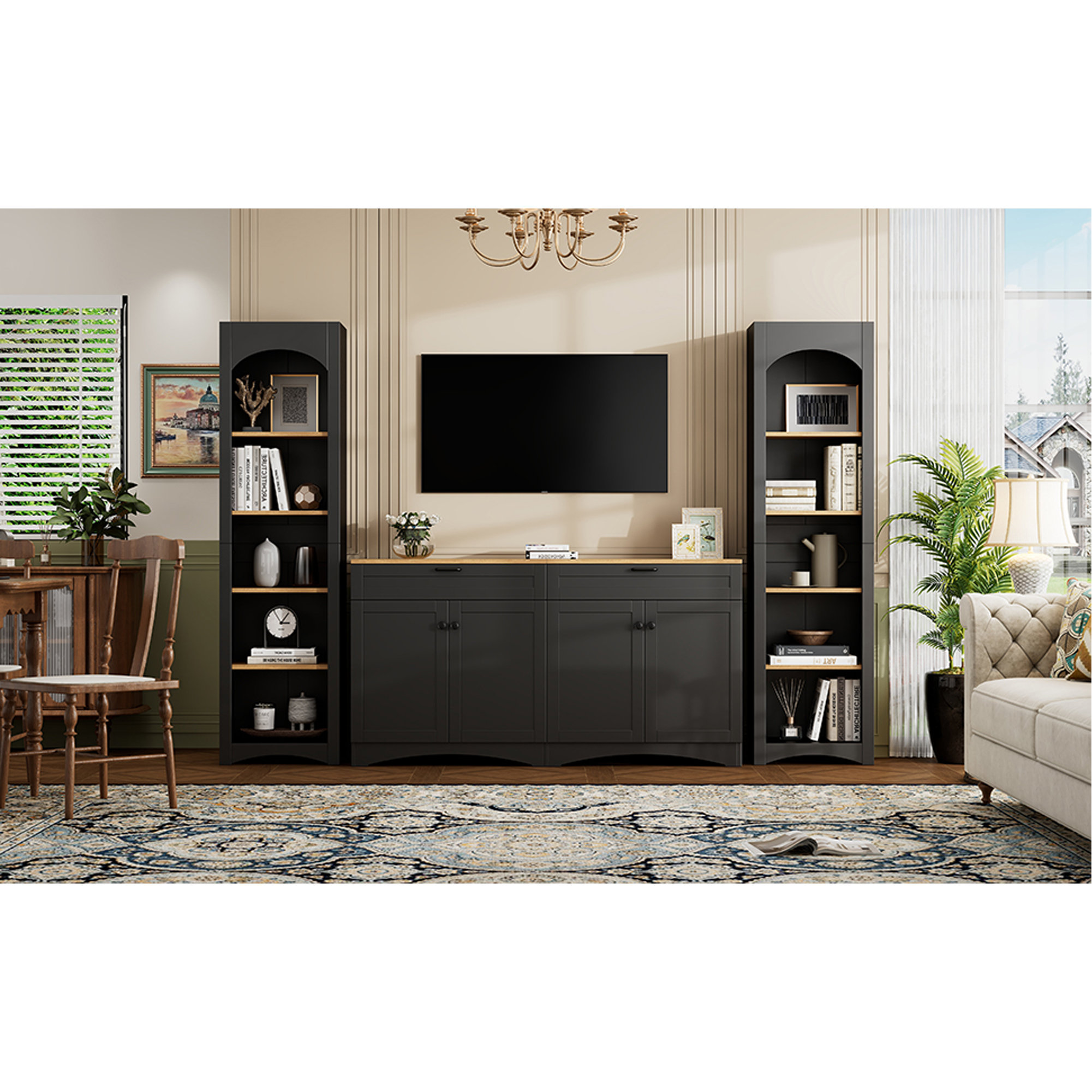 Brayden Studio 3-Piece Farmhouse Entertainment Centre With Storage ...