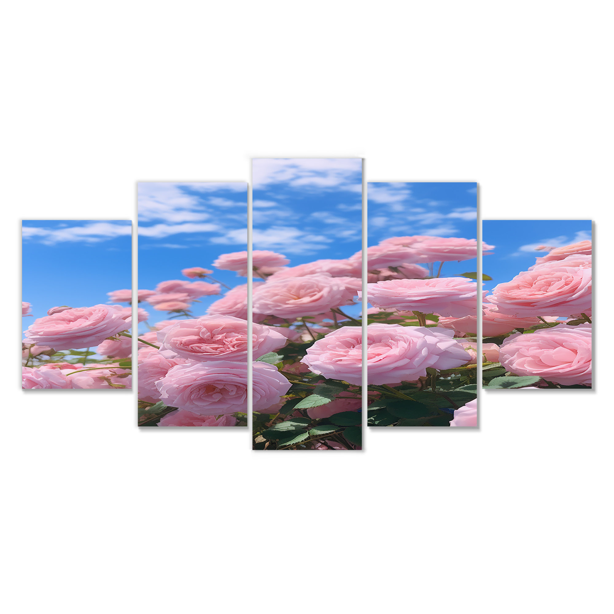 House of Hampton® Pink Roses Vibrant Blue Sunny Sky I - Roses Wall Art ...