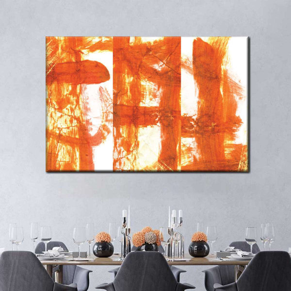 Wrought Studio Orange Abstract Canvas Print | Wayfair