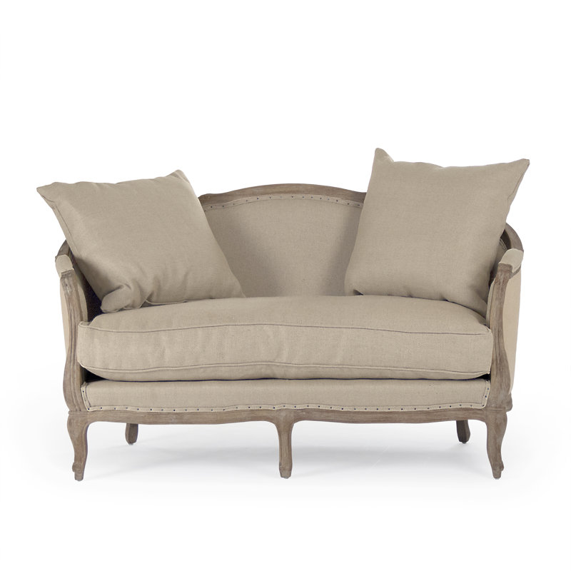 One Allium Way® Gracia 61" Linen Recessed Arm Loveseat with Reversible ...