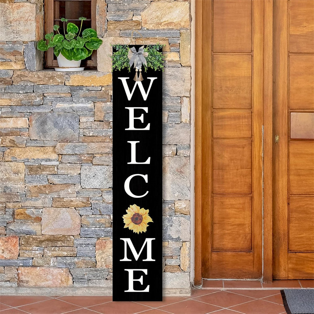 Bungalow Rose Interchangeable Welcome Sign For Front Porch Standing 47 ...