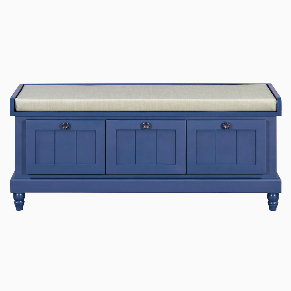 Red Barrel Studio® Classic Shoe Bench With Cushion And Three Drawers ...