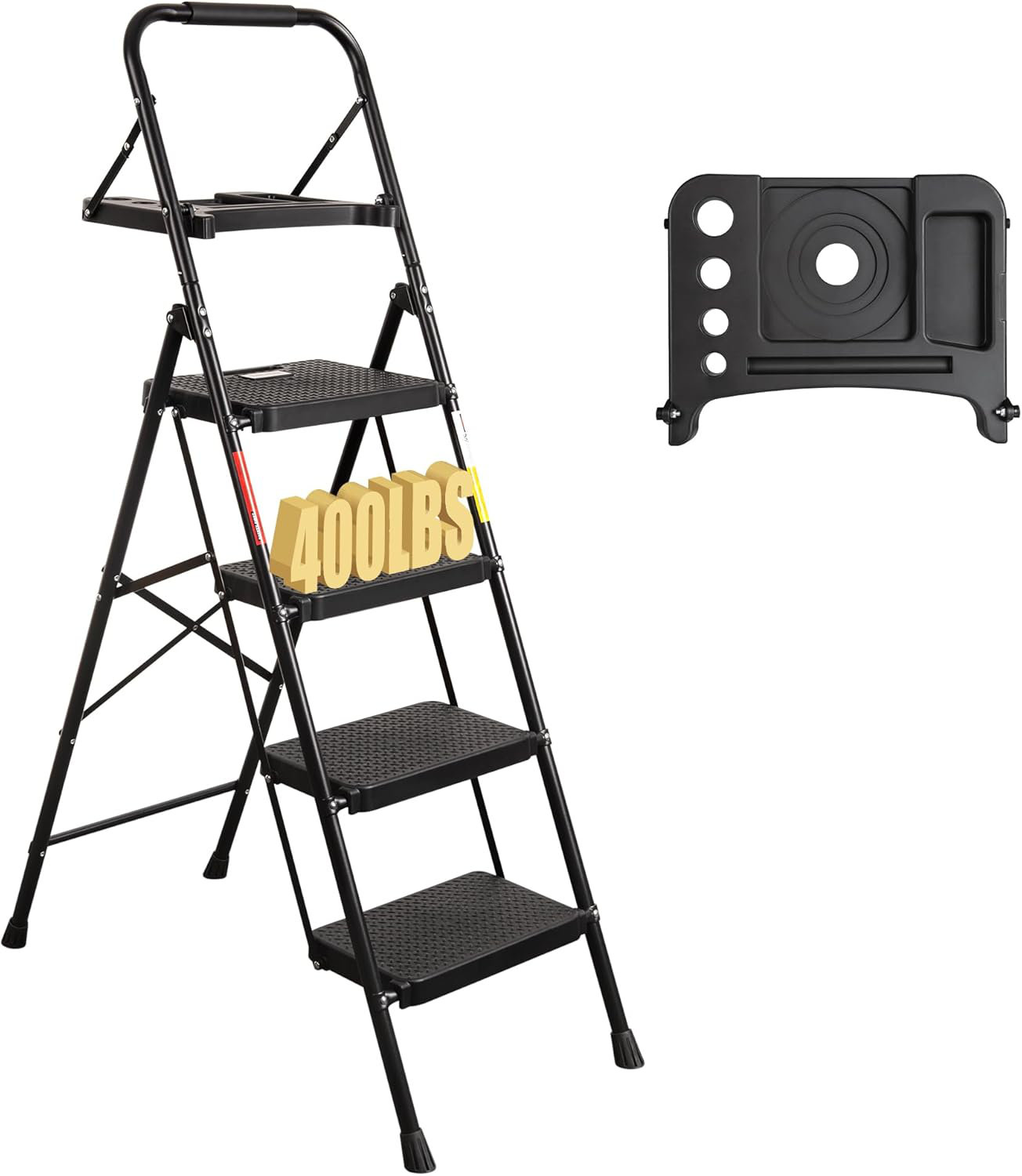 WFX Utility™ 4-Step Ladder, Folding Step Stool With Tool Platform, Wide ...