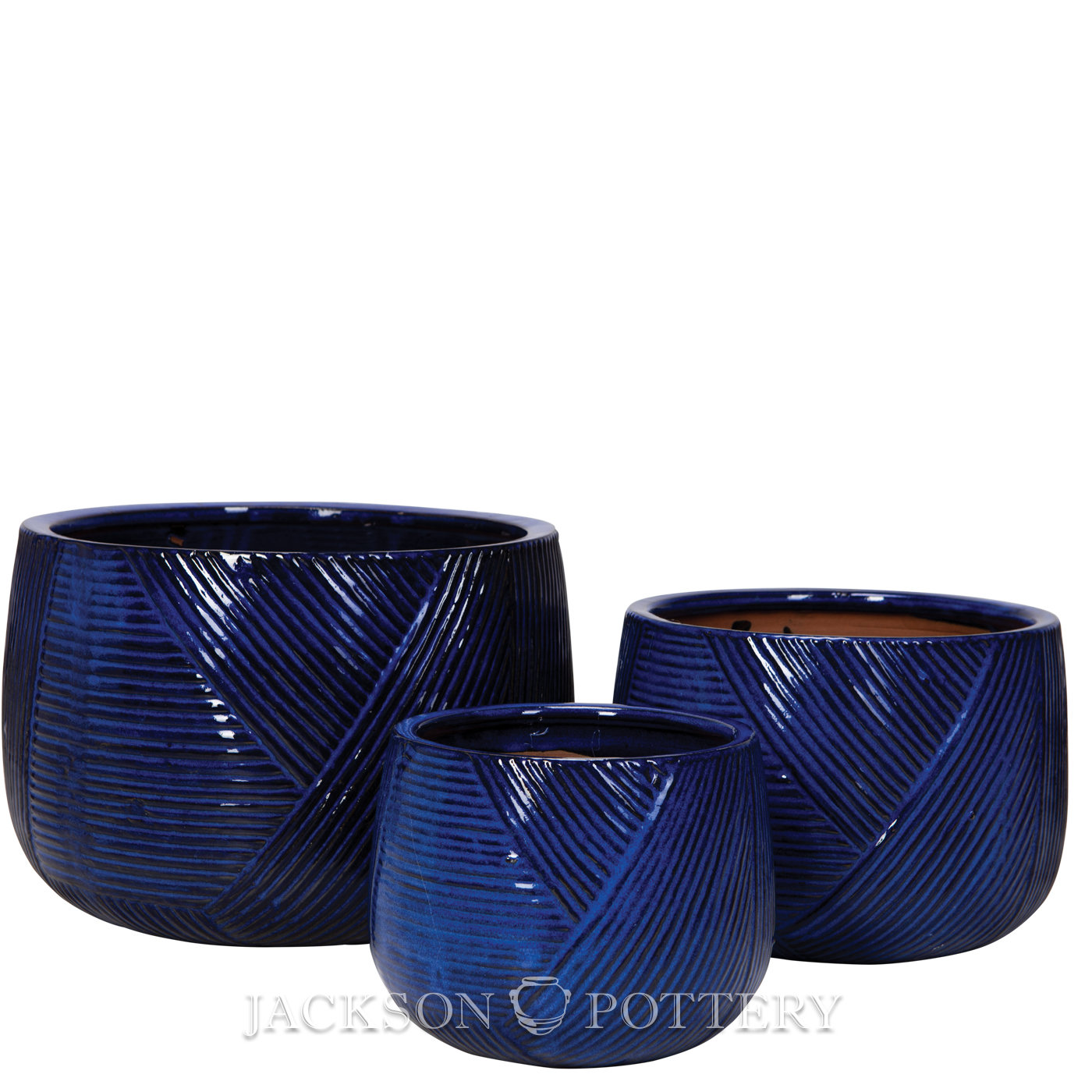 Jackson Pottery Miramar Beach Planter Set Of 3 A,B,C - Falling Blue ...