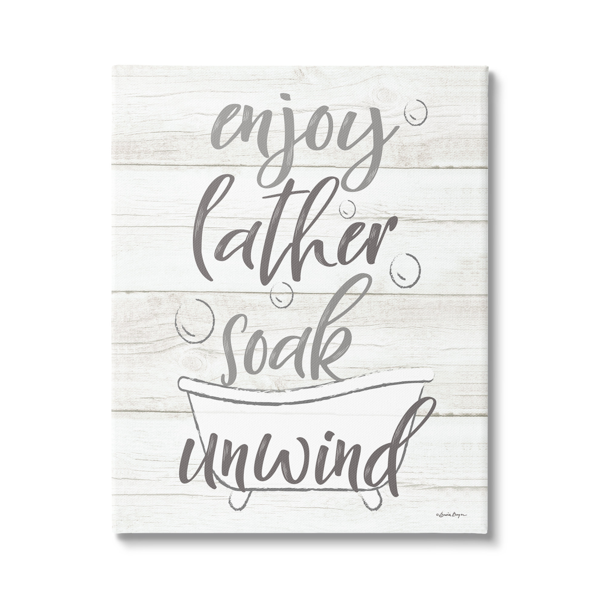Stupell Industries Enjoy Lather Soak Unwind Bathroom Rustic Typography ...