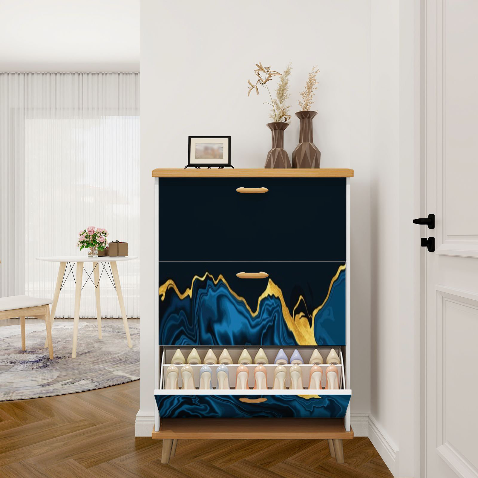 George Oliver Shoe Storage Cabinet with 3 Flip Drawers for luxury ...