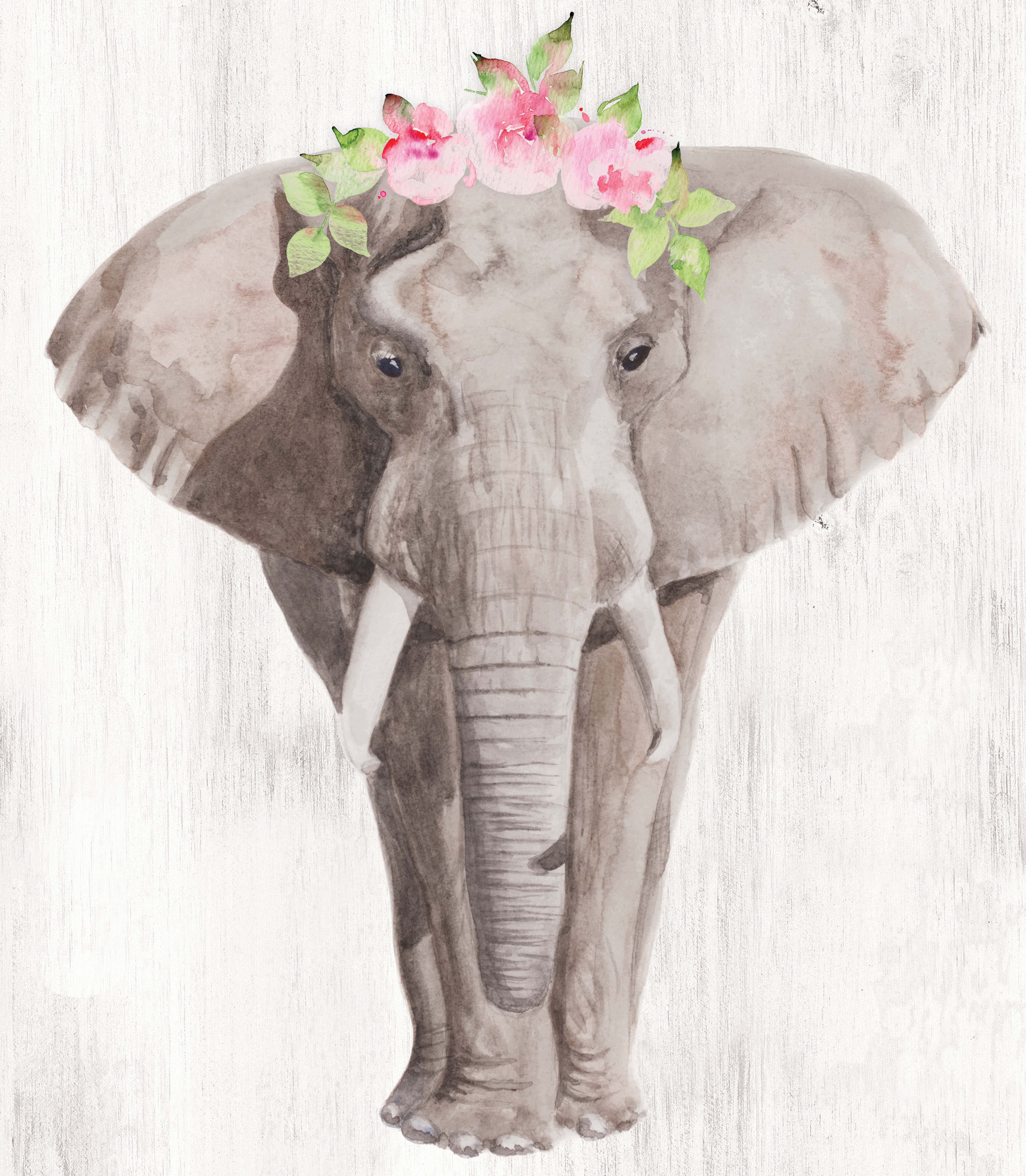 Isabelle & Max Elephant with Flower Crown - Painting Print | Wayfair.co.uk