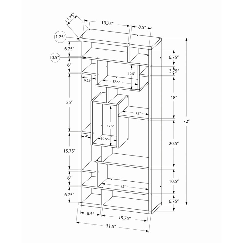 Latitude Run® Versatile Contemporary Bookcase With Asymmetrical Shelves ...