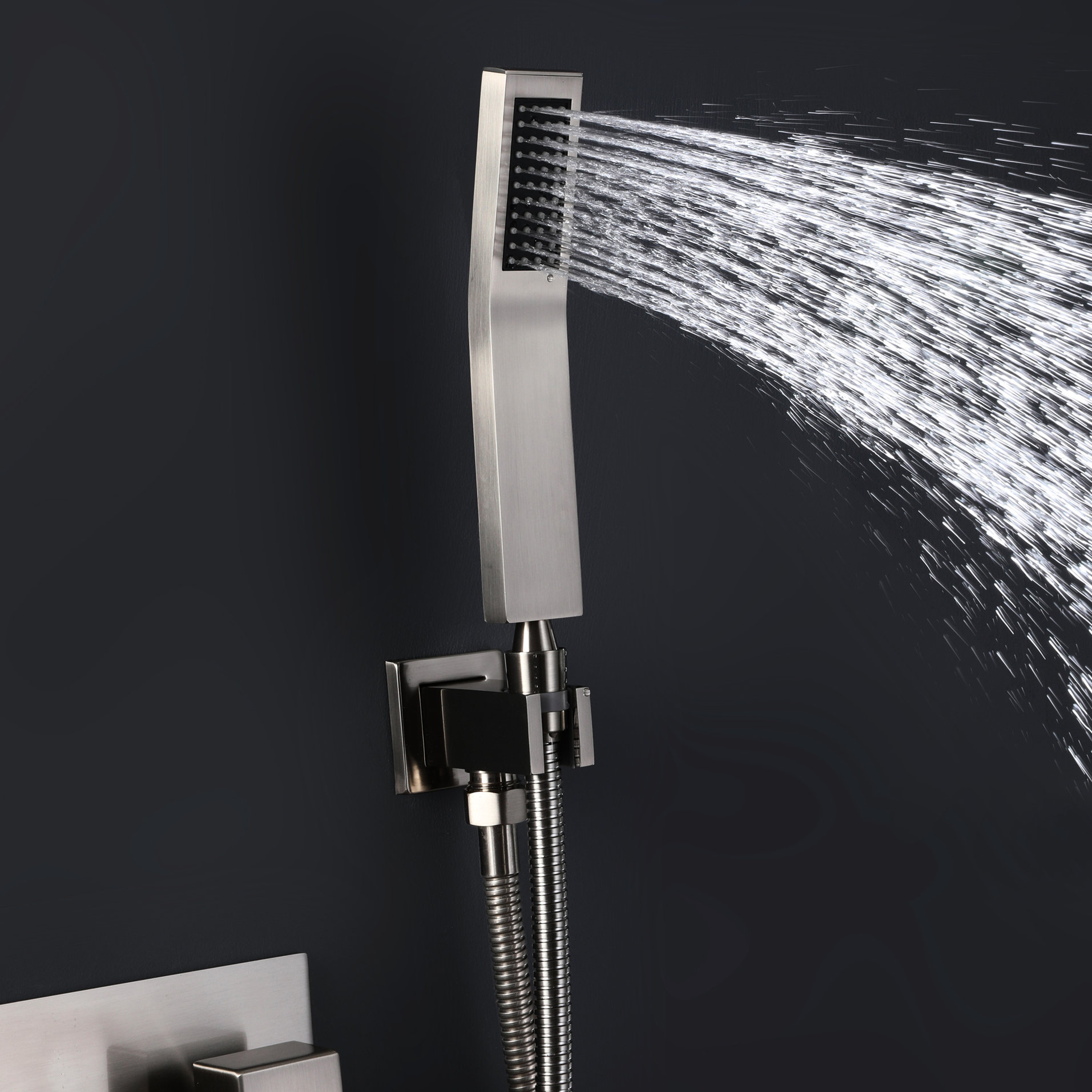 StoneStory Brushed Nickel Polished Shower With 10"X10" Spray Area ...