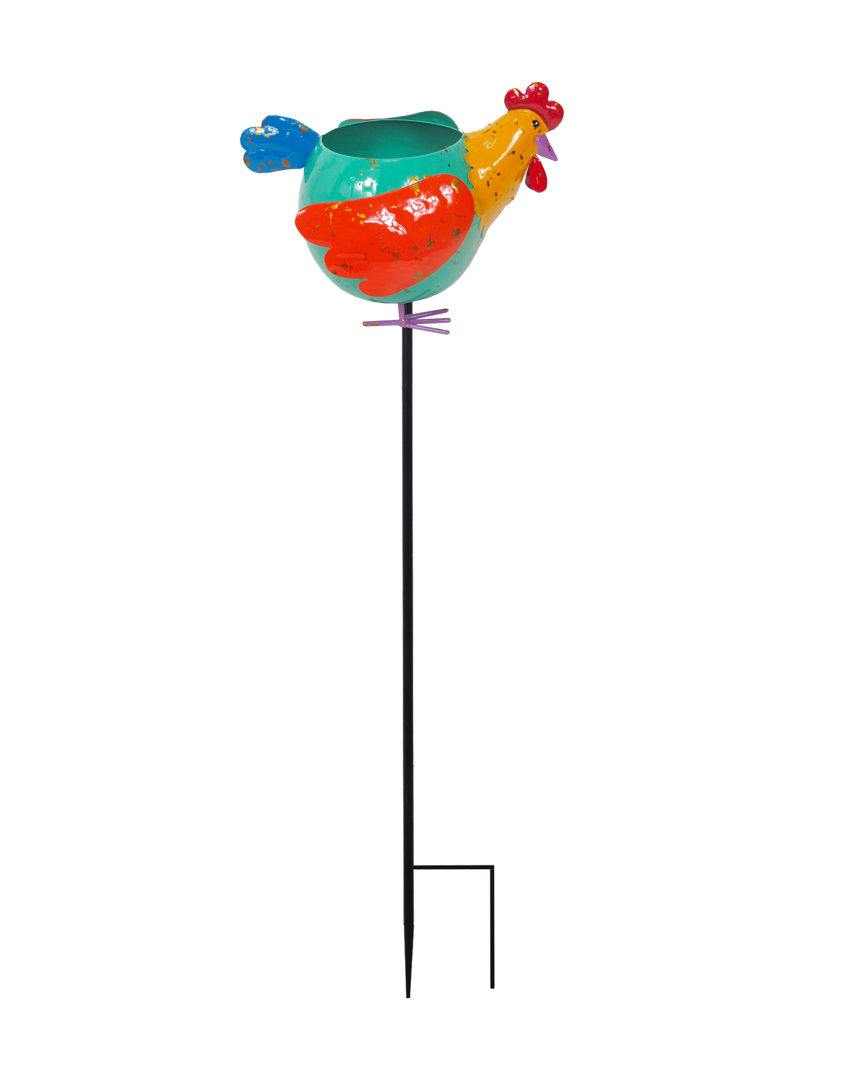 Arlmont & Co. Ahmer Colorful Metal Chicken Planter Flower Pot Garden ...