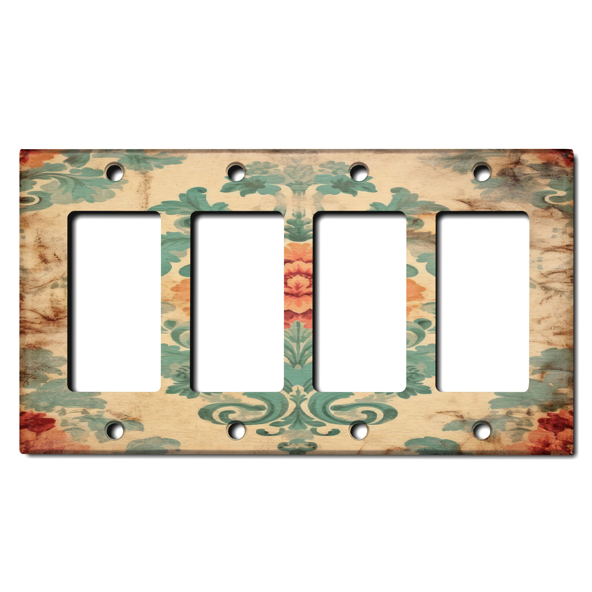 WorldAcc Metal Light Switch Plate Outlet Cover (Elegant Biege Damask ...