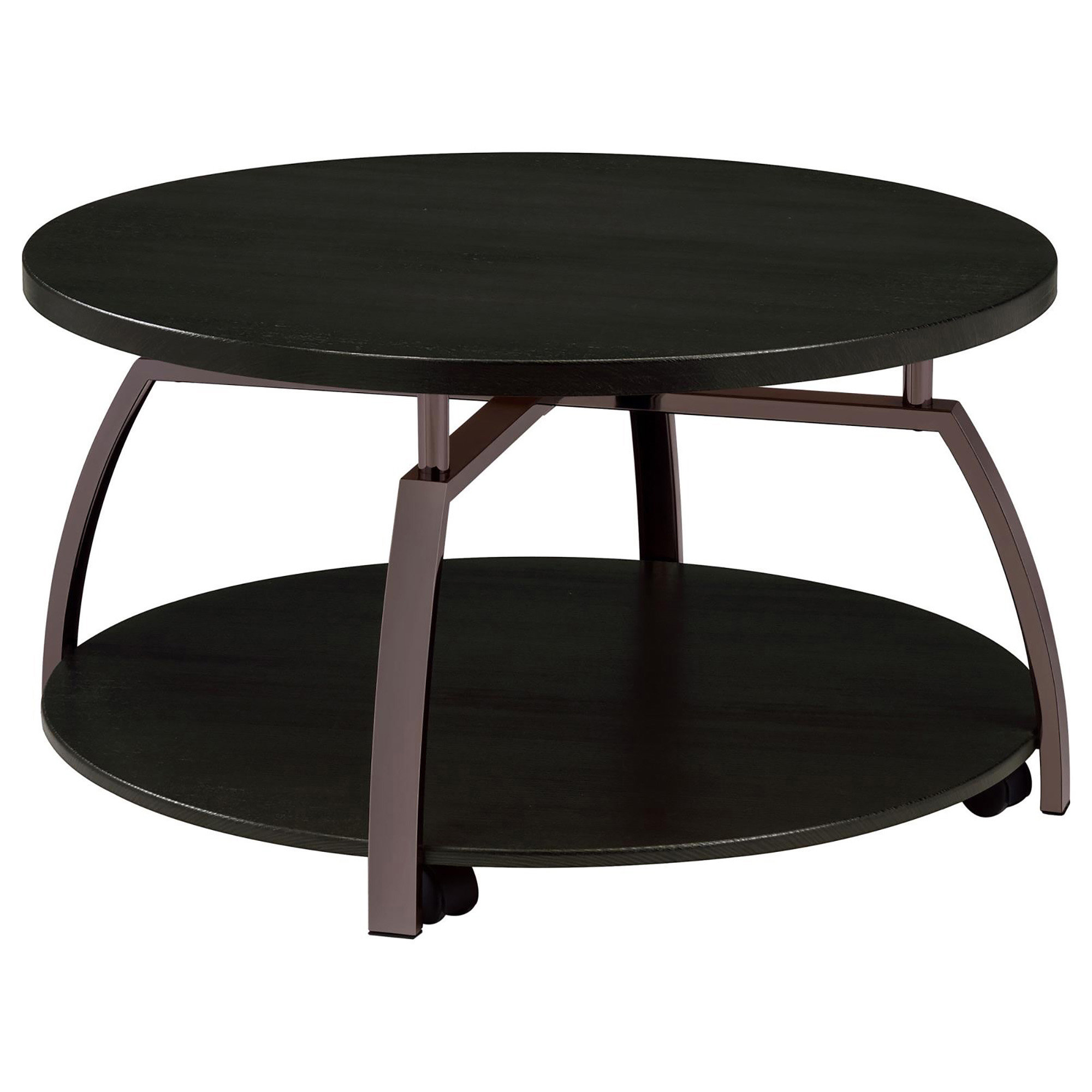 17 Stories Dark Grey And Black Nickel Round Coffee Table With Durable ...