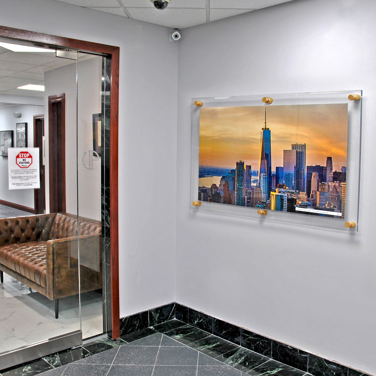 Azar Displays Floating Acrylic Wall Frame with Silver Stand Off Caps ...