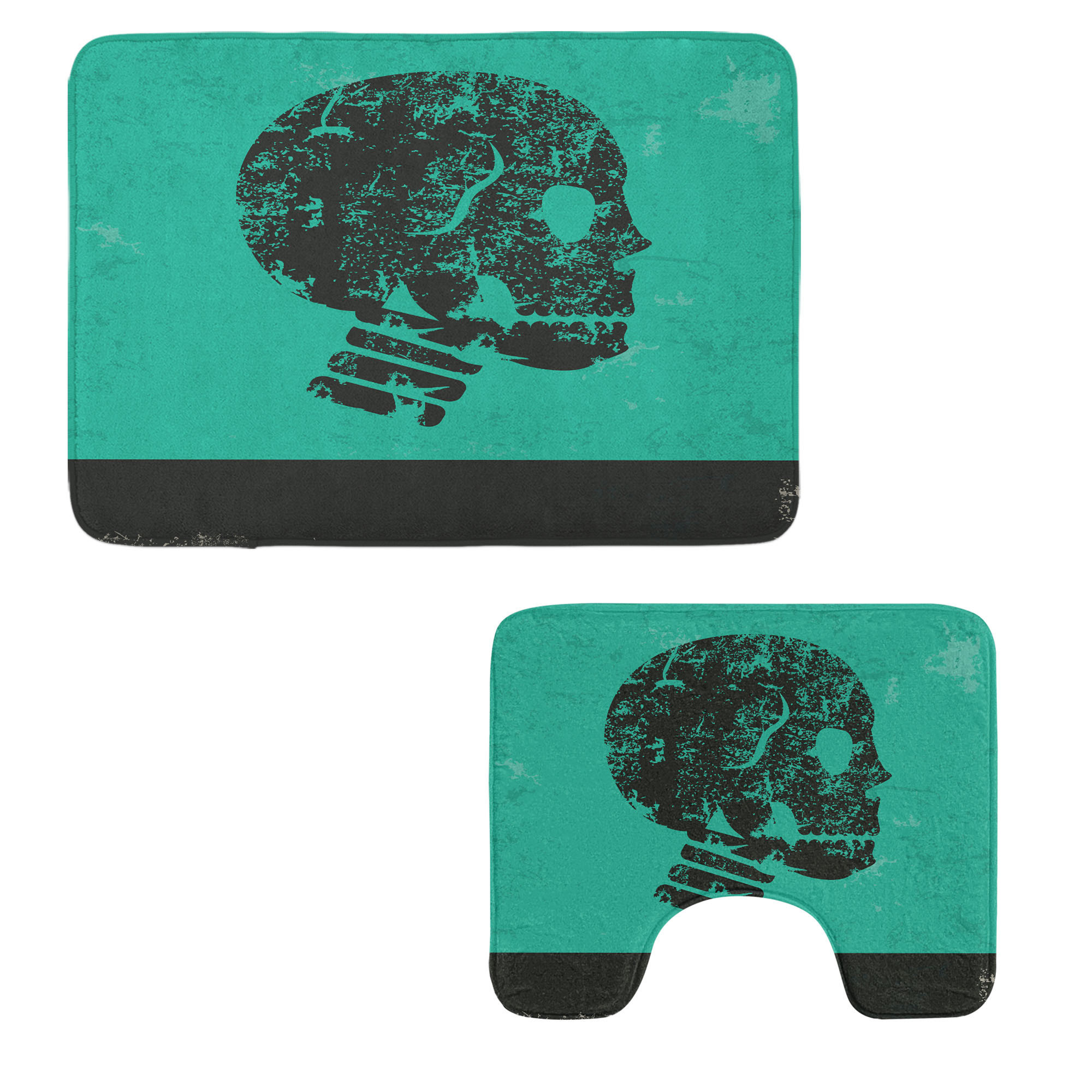 East Urban Home Skull Bathroom Rug Set 2 Pieces Rectangle & Contour ...