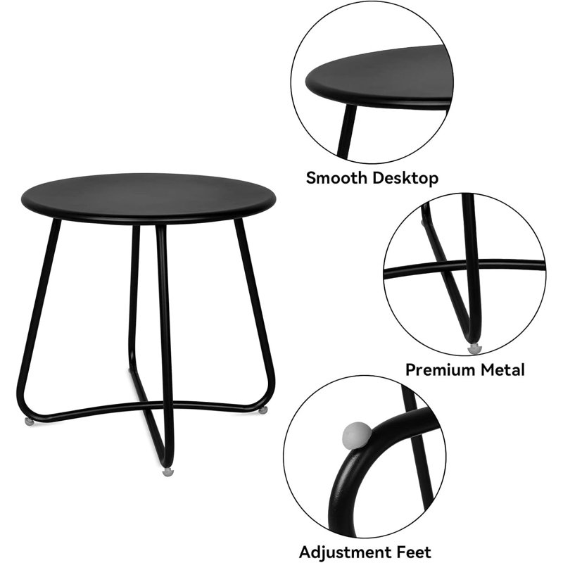 Wrought Studio™ Metal Patio Table Outdoor Round Side Tables | Wayfair