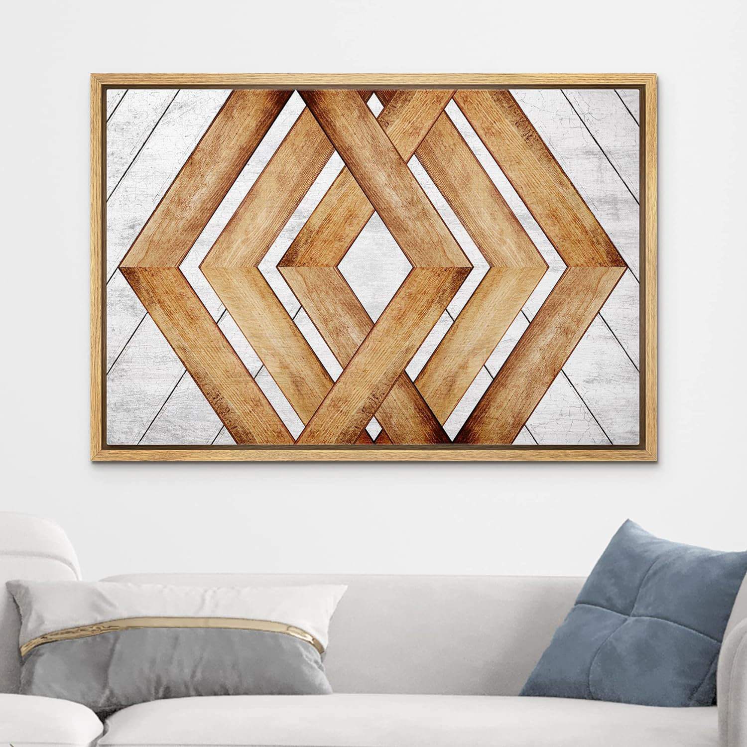 IDEA4WALL Geometric Western Shape " Gray Brown Diamond Wood Effect ...
