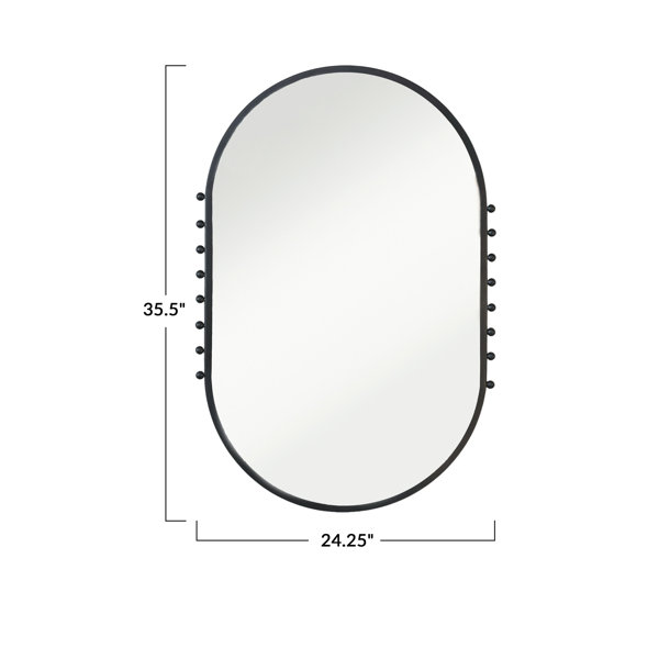 Ebern Designs Metal Framed Oval Wall Mirror With Balls | Wayfair