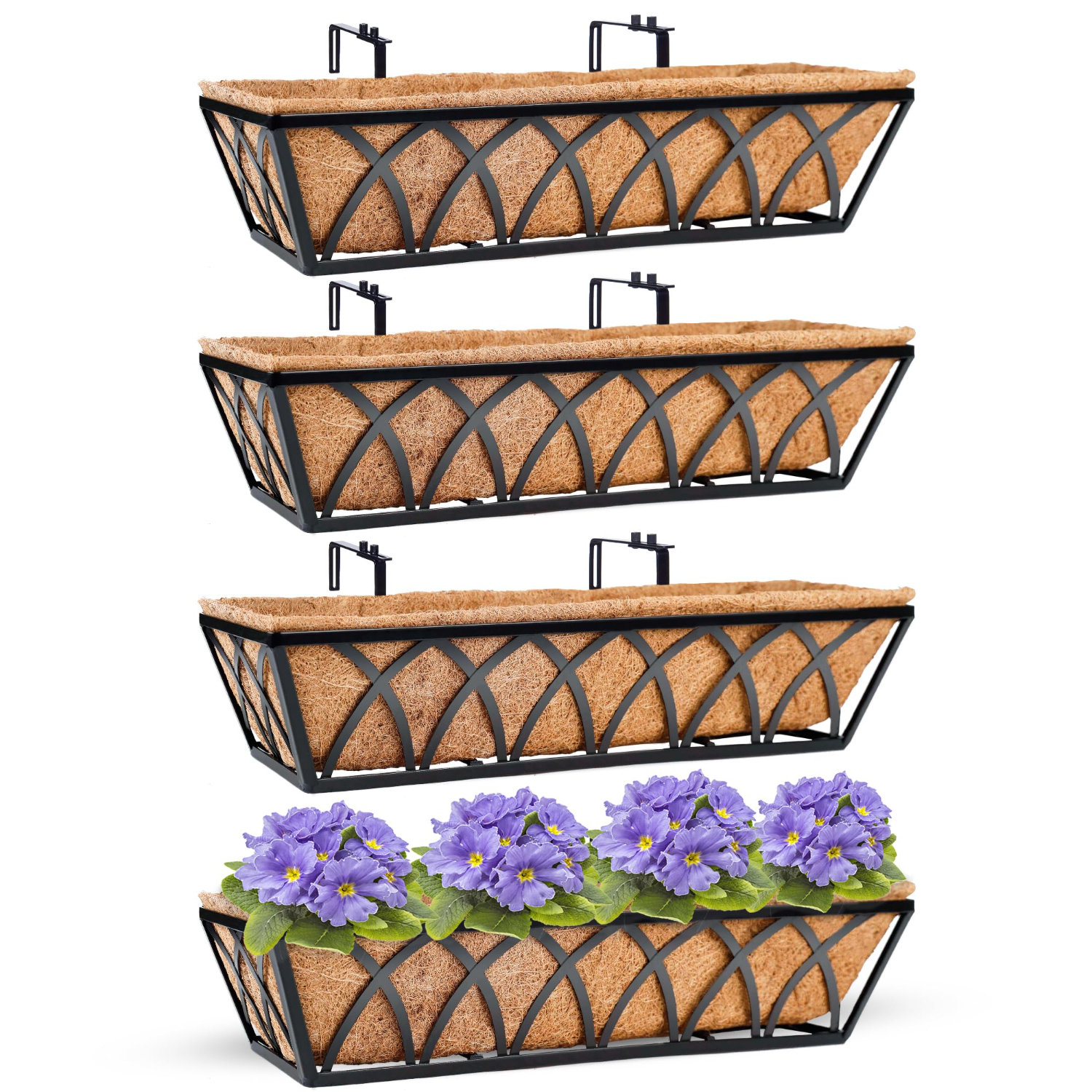 Ophelia & Co. 24 Inch Window Deck Rail Planter With Coco Liner, 24" Dia ...