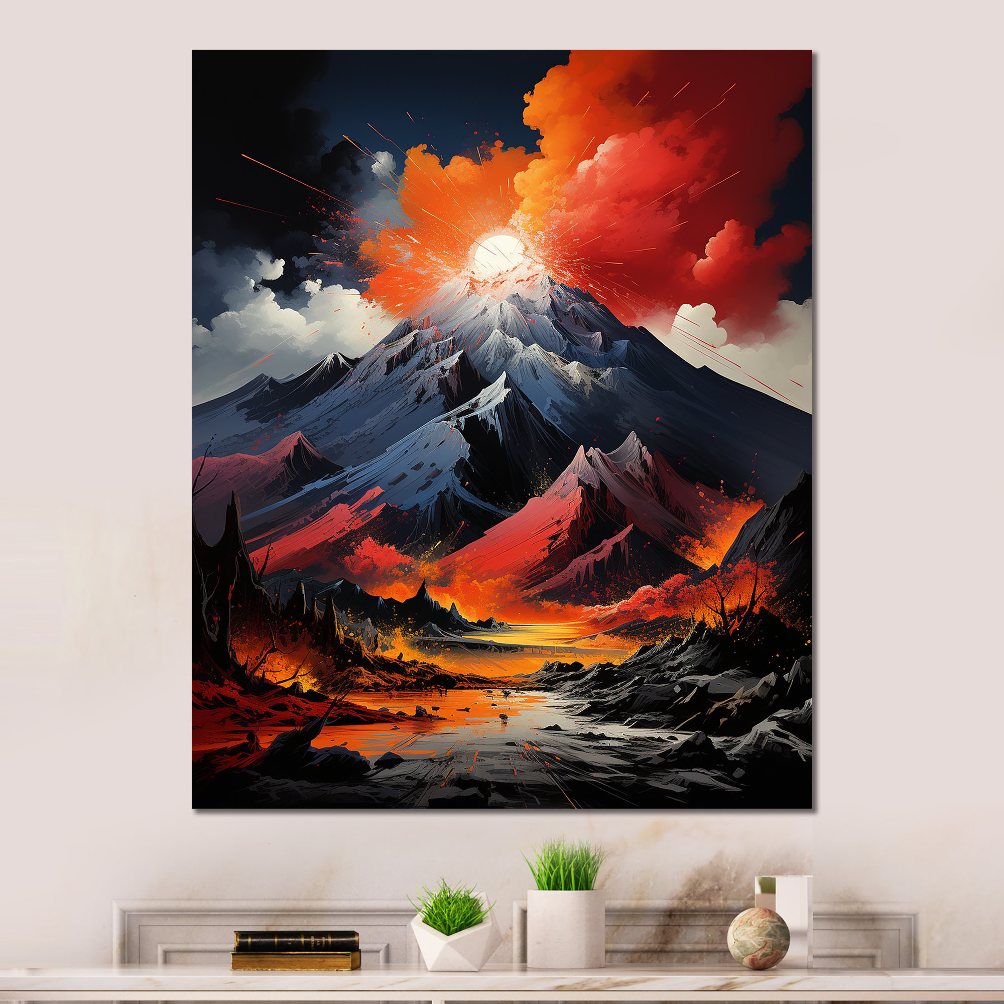 Dovecove Volcano Volcanic Explosion Moonlight I - Volcano Metal Wall ...