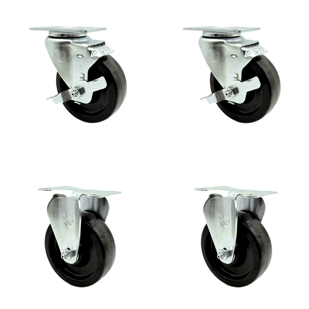 Service Caster 4 Piece Phenolic Top Plate Caster Set | Wayfair