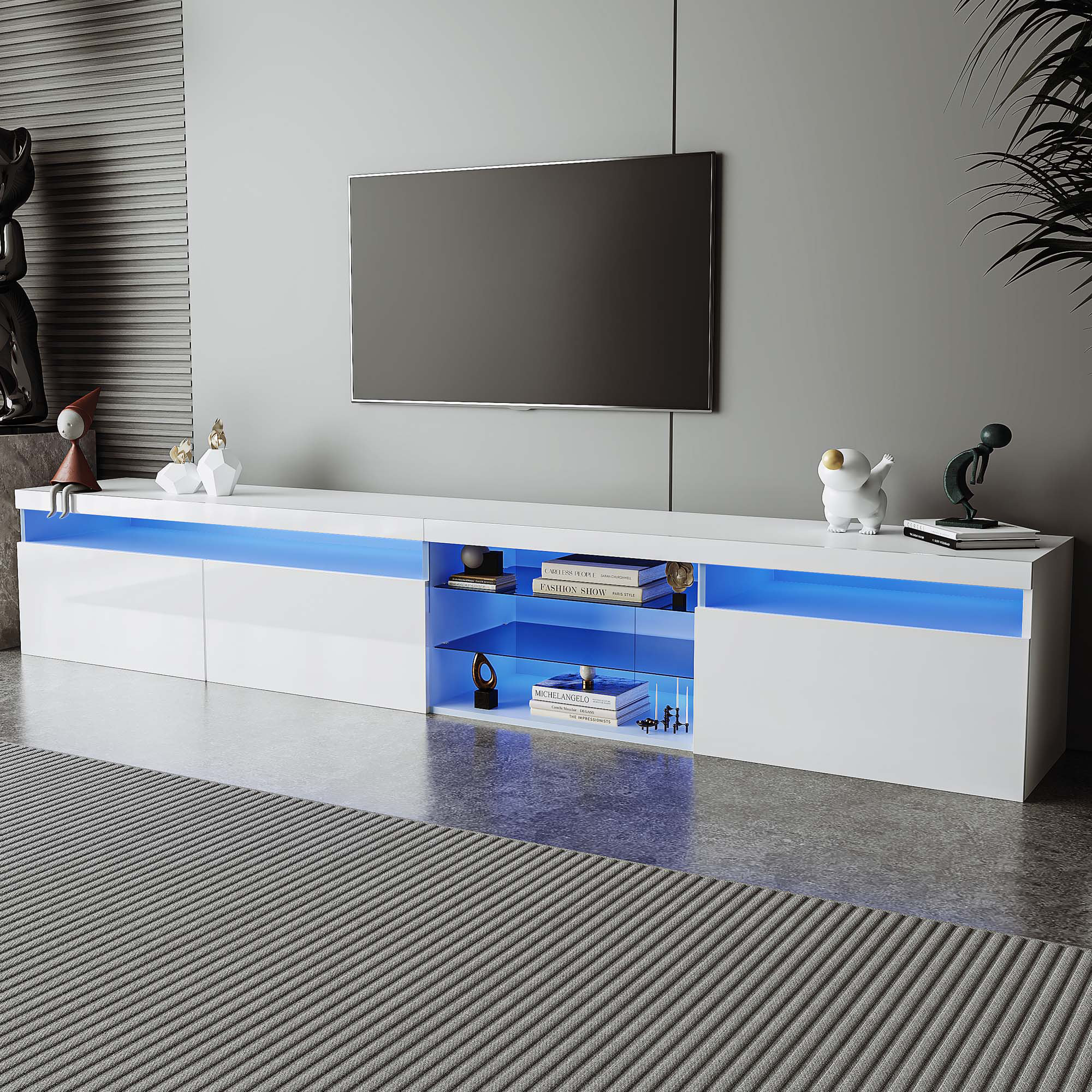 Ivy Bronx Unique Design TV Stand For Tvs Up To 105" With 2 Glass ...