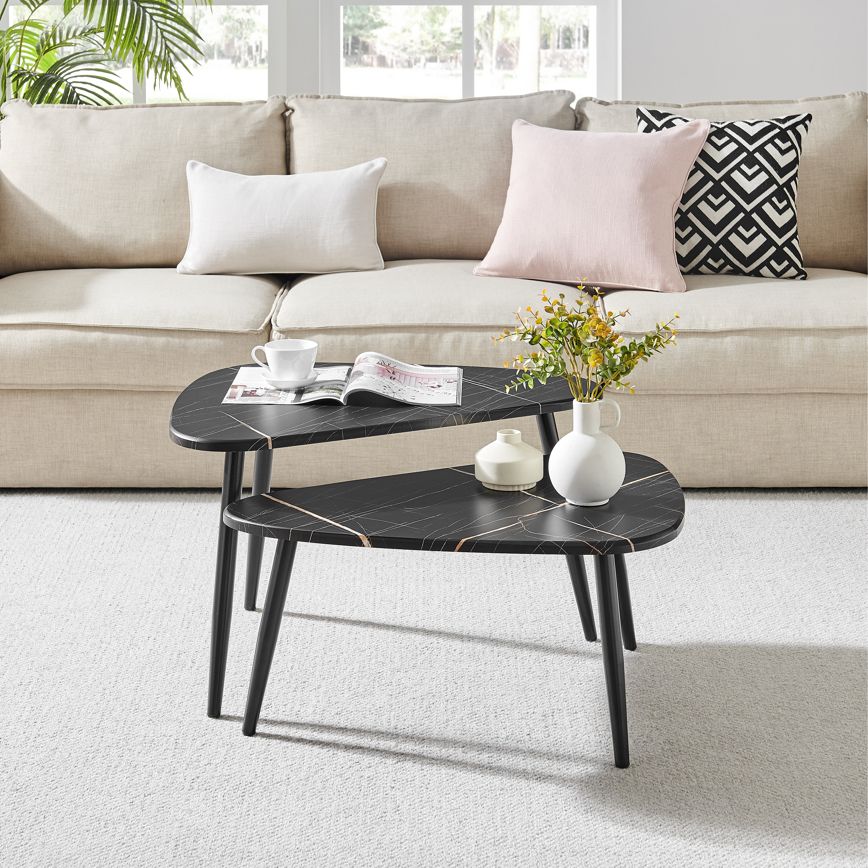 Wrought Studio™ Jisella 2 Piece Semi Nesting Asymmetric Coffee Table ...