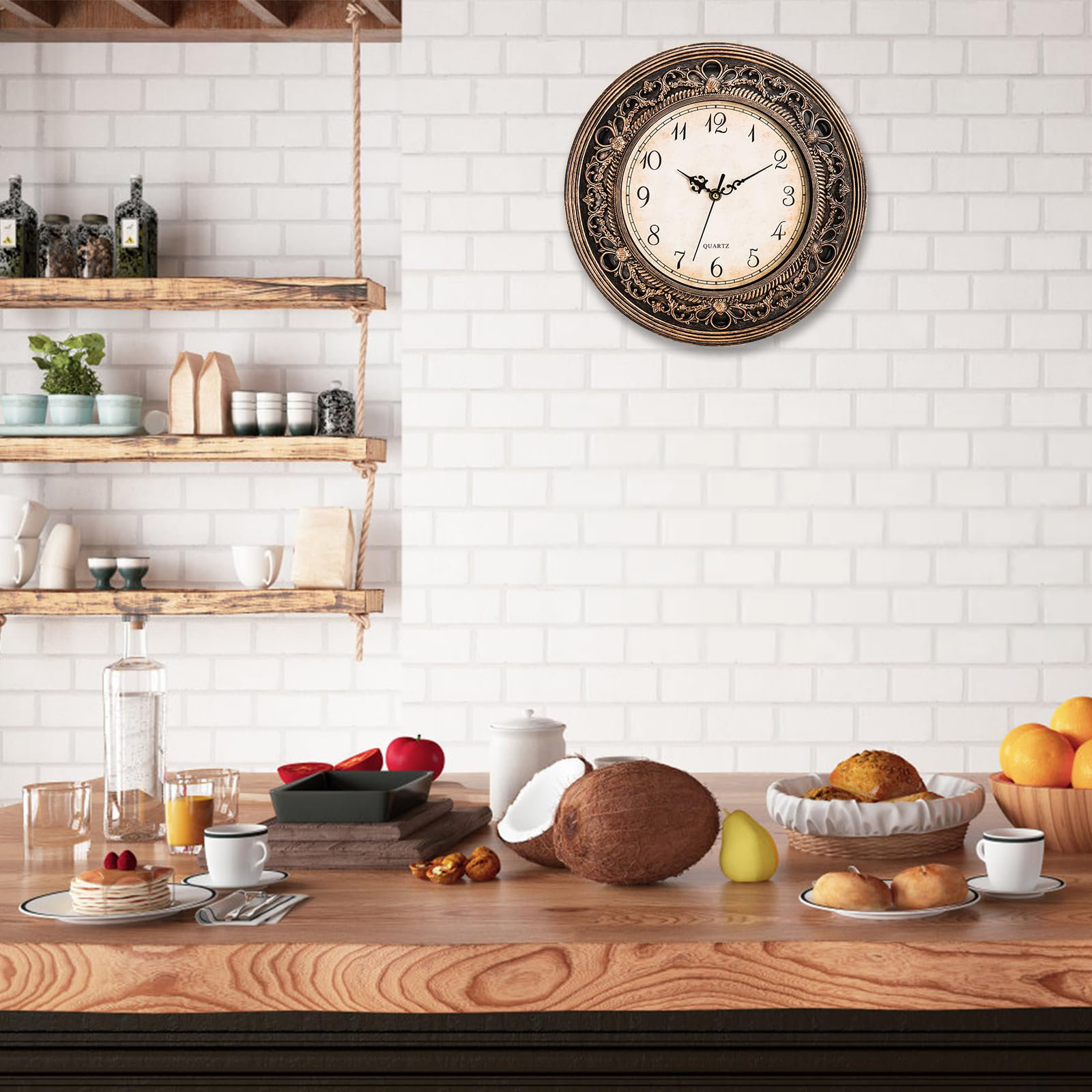 Lark Manor Silent Wall Clock, 13 Inch Vintage Large Wall Clock, Battery ...