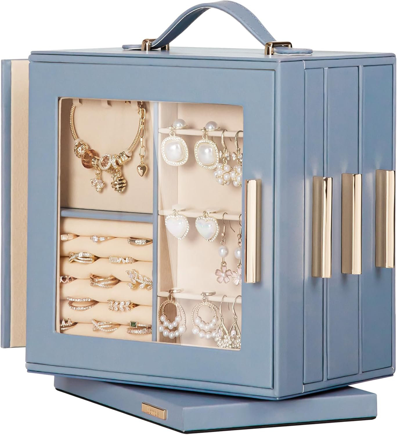 Mercer41 Jewellery Box 360° Rotating, Necklace Earring Organizer With ...
