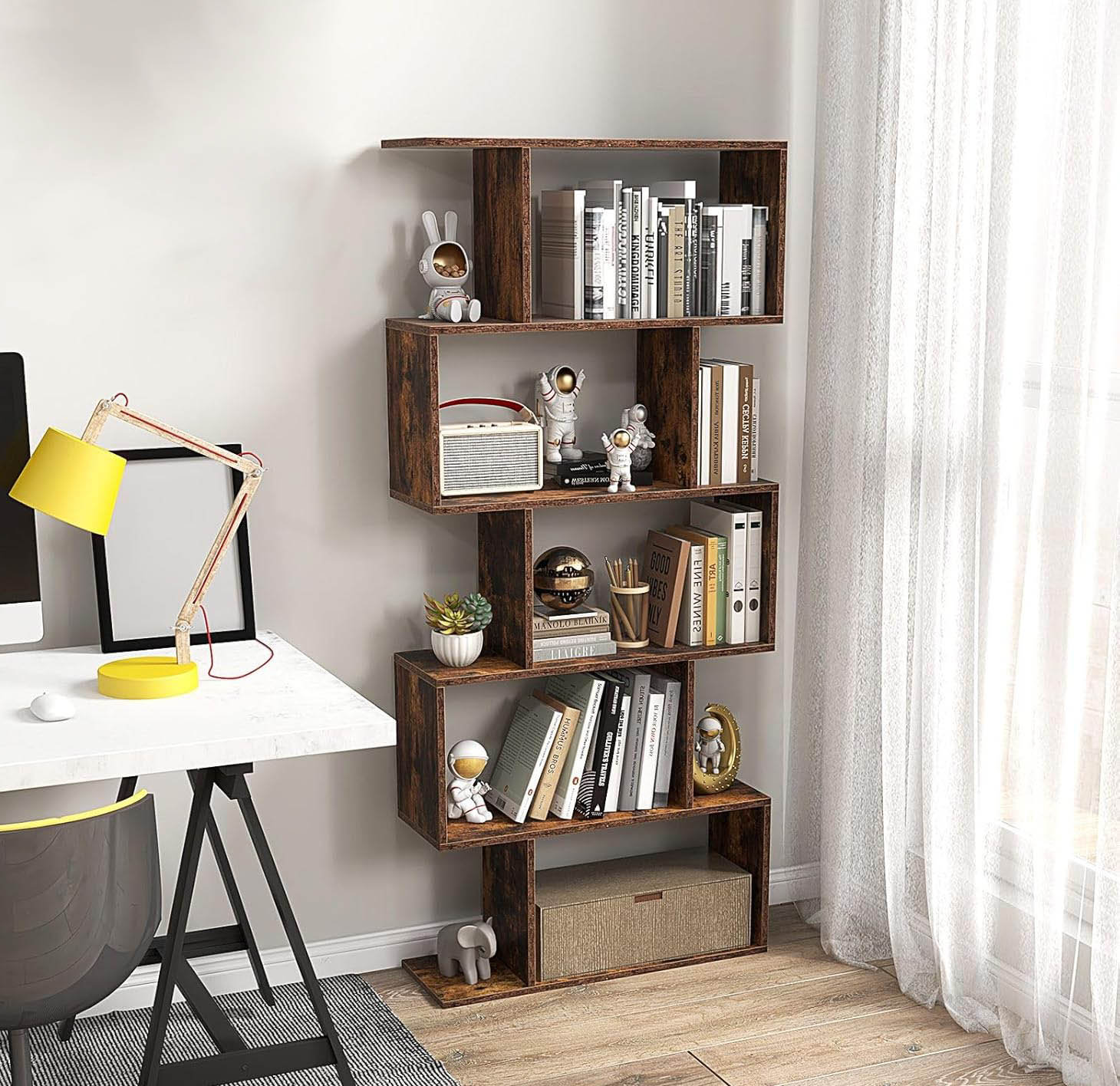 Ebern Designs S-Shaped Bookshelf Storage Display Unit | Wayfair.co.uk